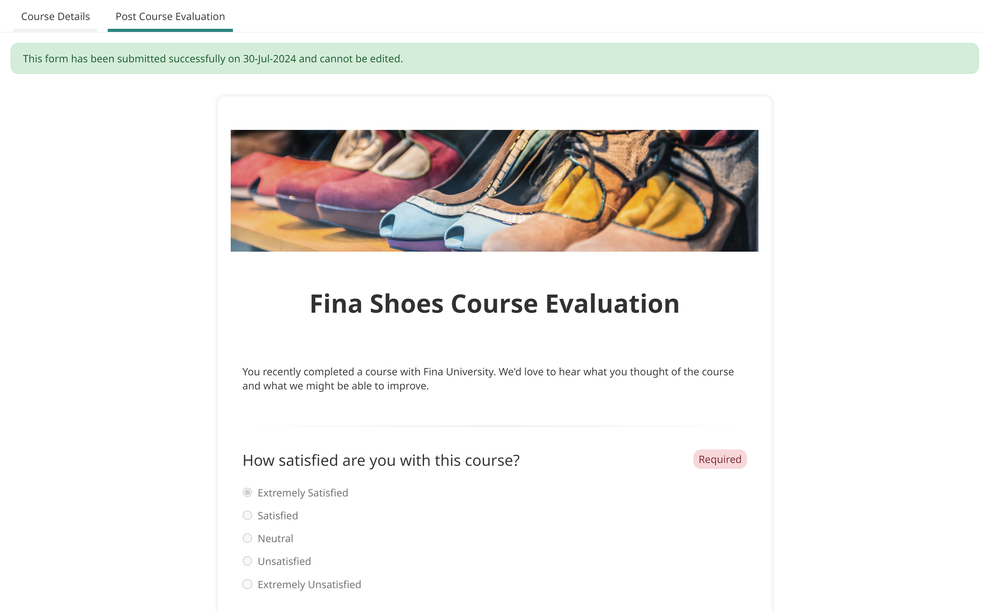 Learner Interface: Course Details, Course Evaluation